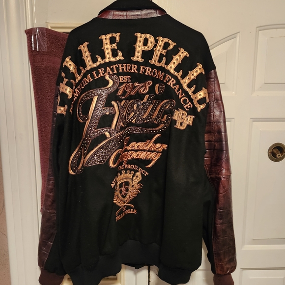 Pelle Pelle | Jackets & Coats | Pelle Pelle Black And Burgundy Leather ...